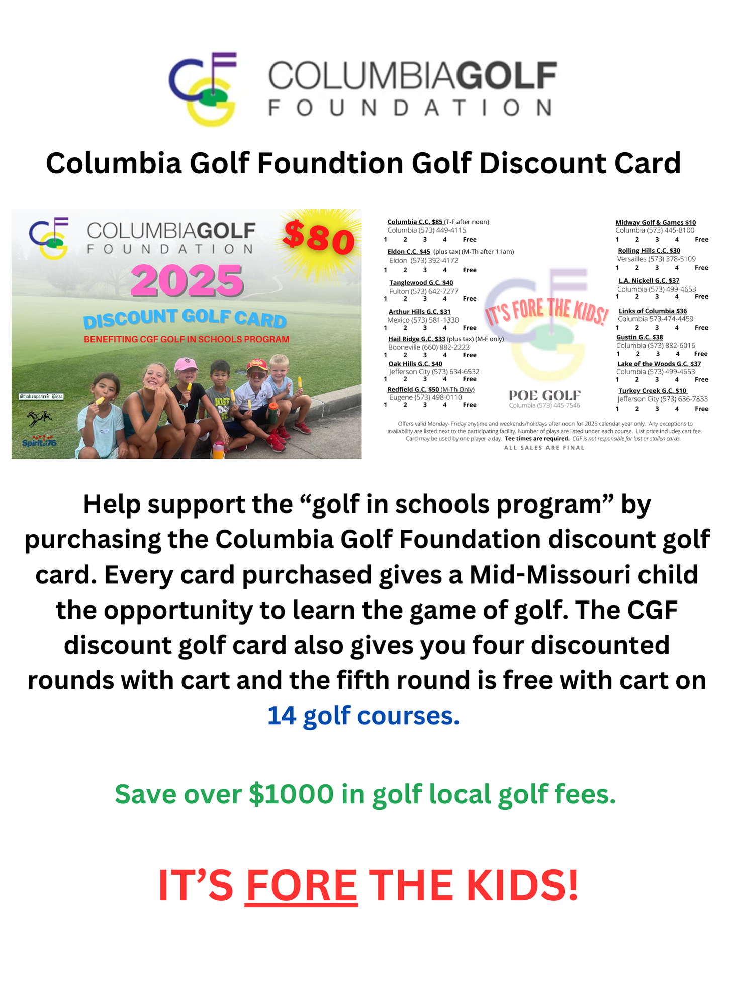 Mid Missouri Discount Golf Card